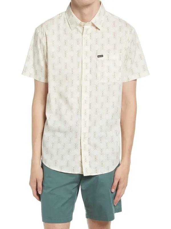 Brixton Chart Slim Fit Short Sleeve Stretch Button-up Shirt - Ofwch
