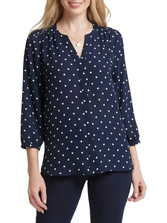 NYDJ Pintuck Blouse - Indigo Dot