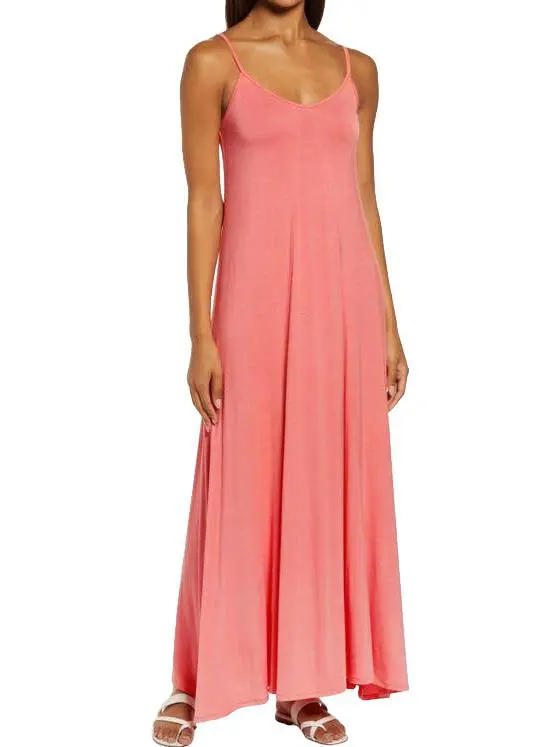 Loveappella Godet Maxi Dress - Coral
