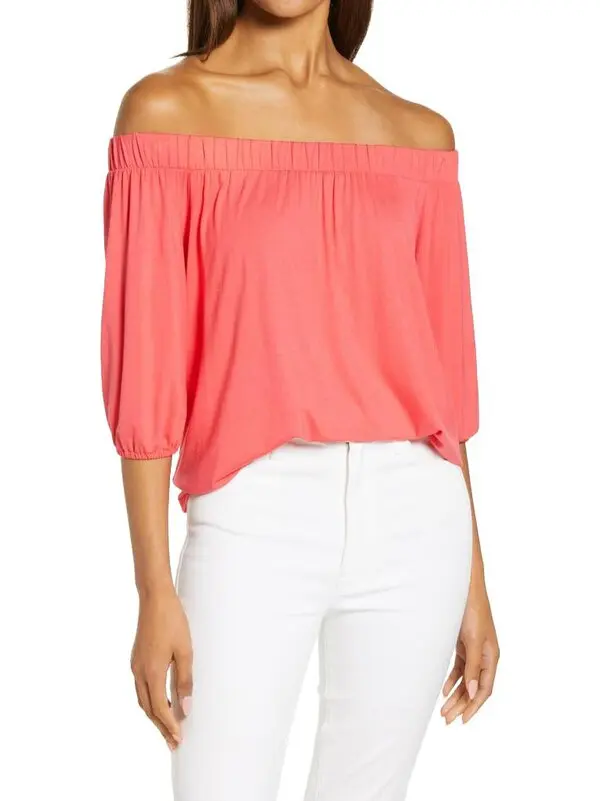 Loveappella Off-the-shoulder Top - Coral