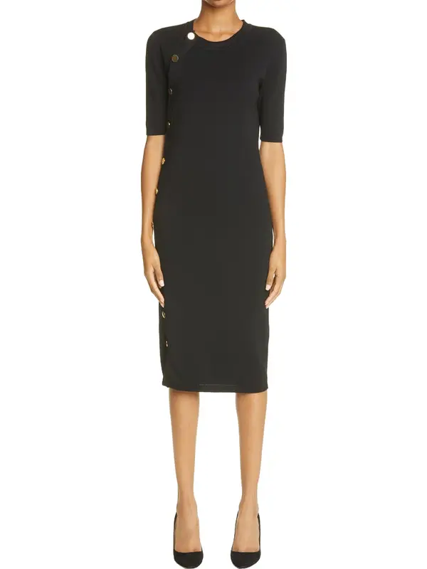 Altuzarra Topaz Ribbed Knit Sheath Dress - Black