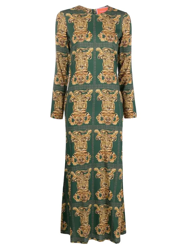 La DoubleJ Swing Tiger-print Maxi Dress - Green