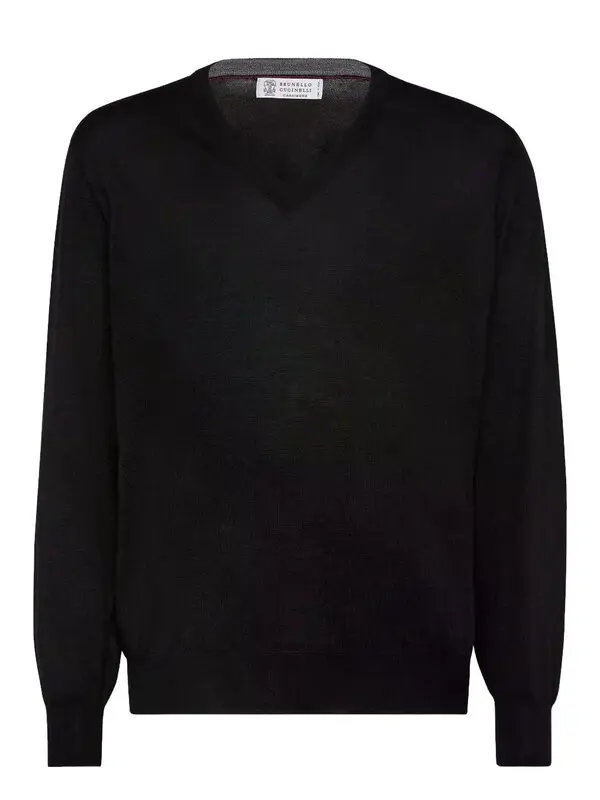 Brunello Cucinelli V-neck Knitted Jumper - Black
