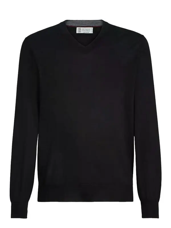 Brunello Cucinelli V-neck Knitted Jumper - Black