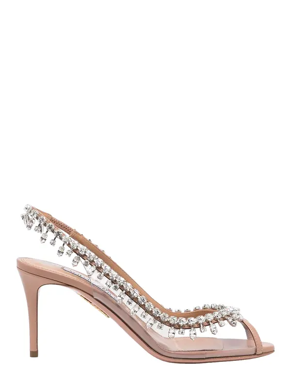 AQUAZZURA Temptation Crystal 75mm Slingback Pumps - White
