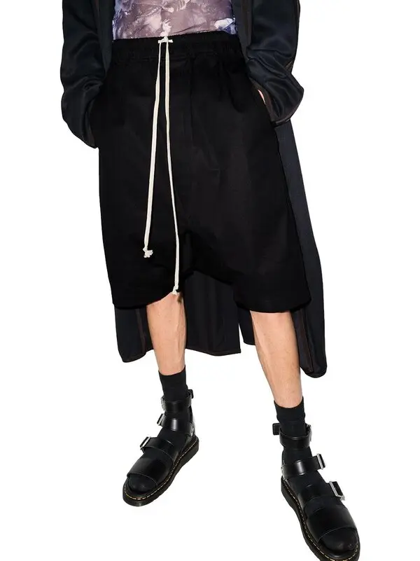 Rick Owens Pod Drop-crotch Track Shorts - Black