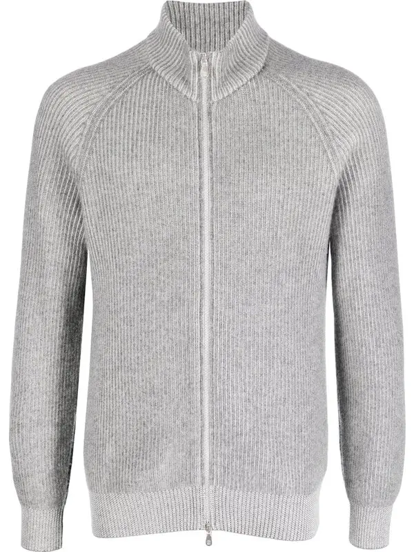 Brunello Cucinelli Zip-up Knitted Cashmere Jumper - Grey