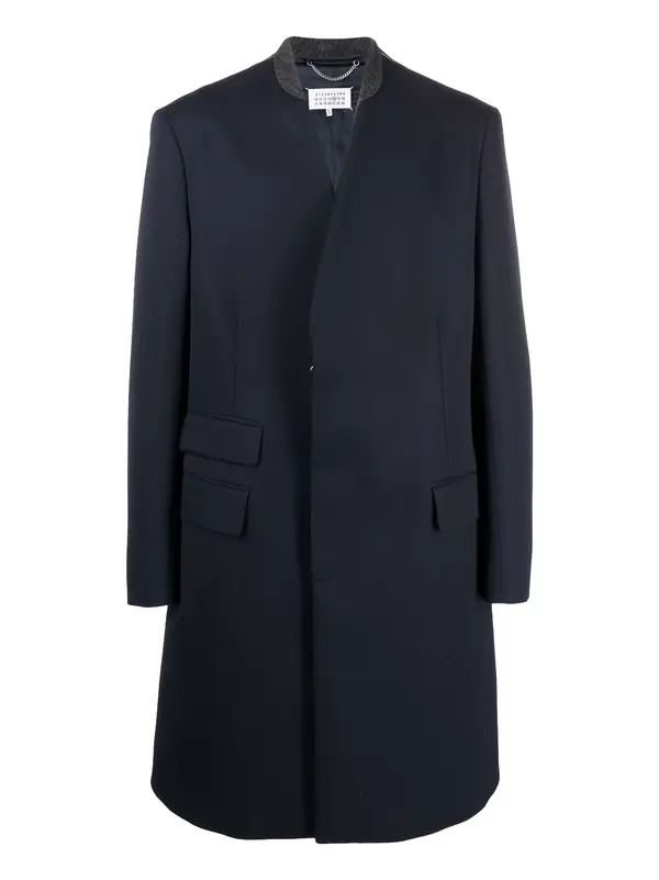 MAISON MARGIELA Collarless Mid-length Coat - Blue
