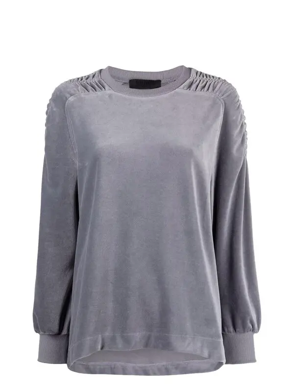 Alberta Ferretti Velvet Rib-trimmed Sweatshirt - Grey