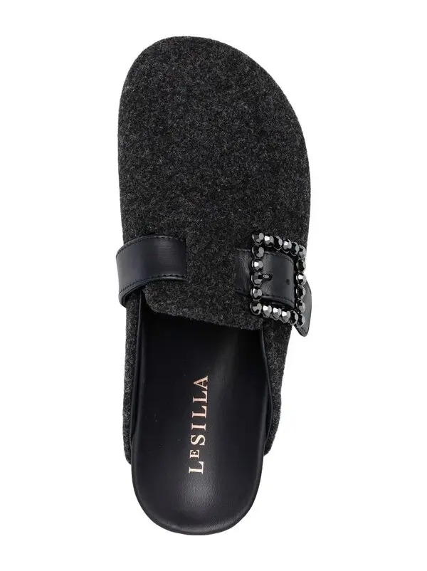 LE SILLA Rita Buckle-embellished Slippers - Black