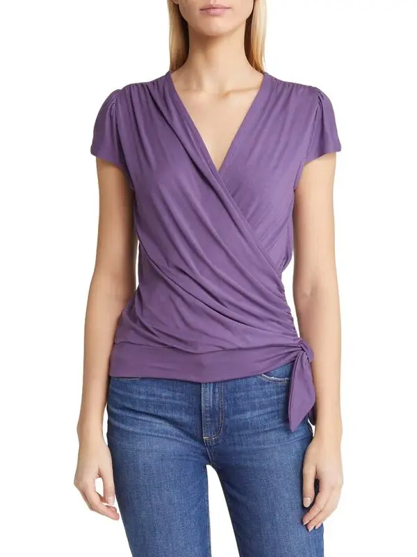 Loveappella Faux Wrap Top - Violet