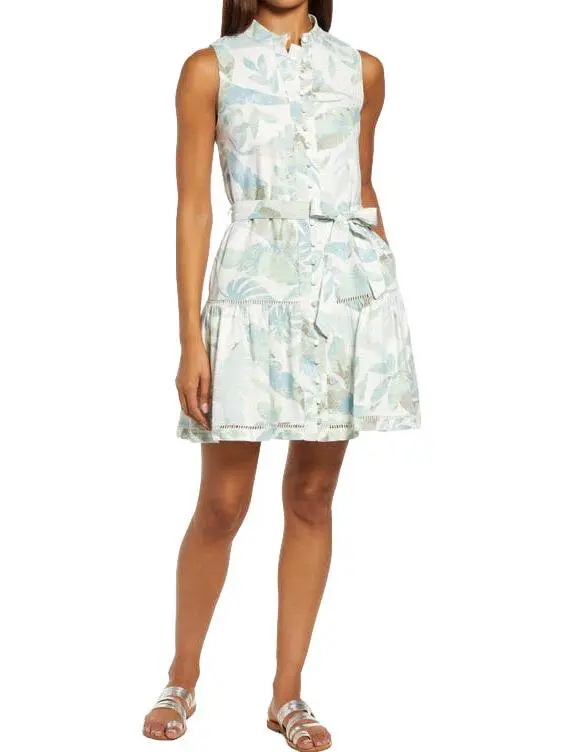 BTFL-LIFE Leaf Print Minidress - Sage