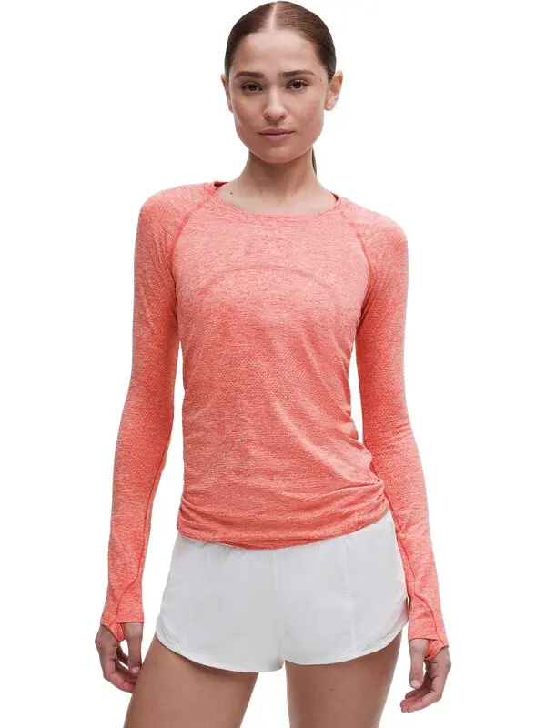 Lululemon Swiftly Tech Long-sleeve Shirt 2.0 - Cherry Ember/light Ivory