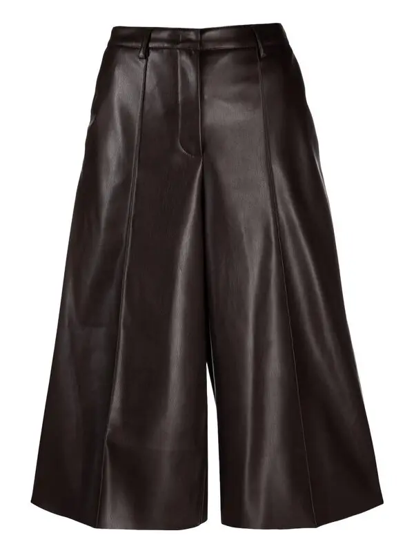 BLANCA VITA High-waisted Faux Leather Culottes - Brown