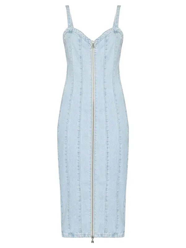 Remain Birger Christensen Kayla Zip Up Denim Dress - Blue