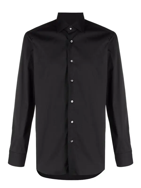 BARBA NAPOLI Long-sleeve Poplin Shirt - Black