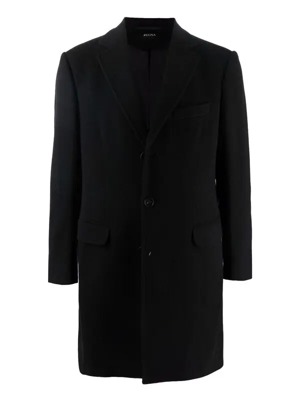 Zegna Single-breasted Mid-length Coat - Black