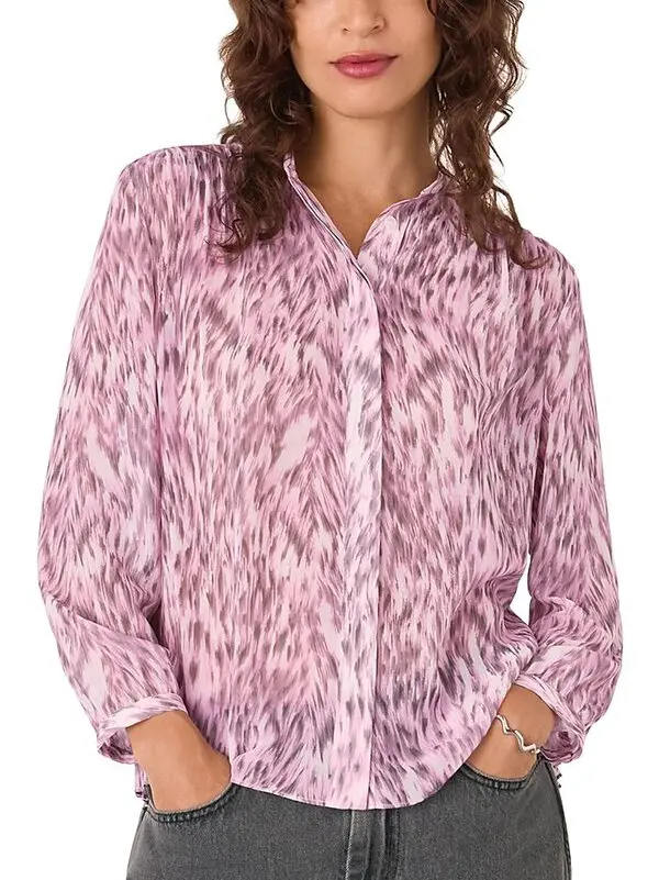 Whistles Leopard Pleat Shirt - Pink/multi