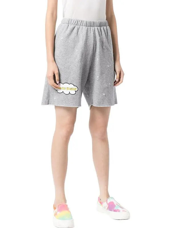 Natasha Zinko Slogan-patch Track Shorts - Grey
