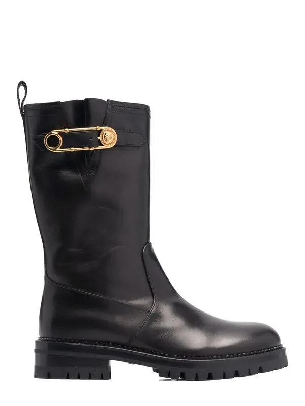 Versace Safety Pin Mid-calf Boots - Black