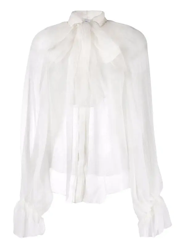 ATU BODY COUTURE Semi-sheer Silk Blouse - White