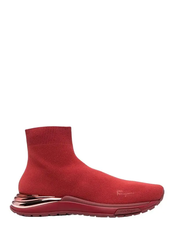 FERRAGAMO Knitted High-top Sock Sneakers - Red