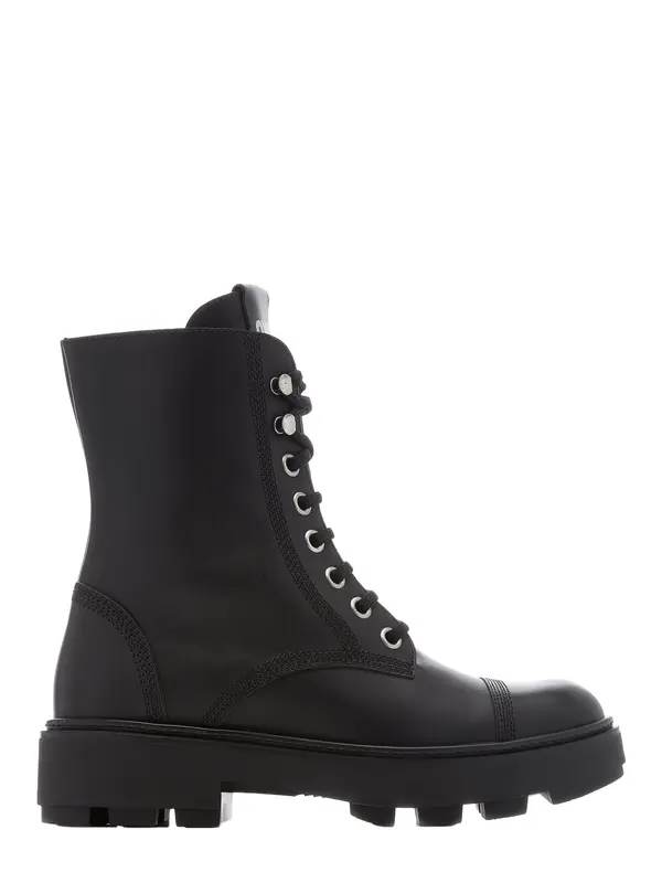Miu Miu Leather Combat Boots - Black