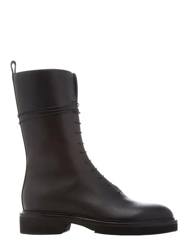 Miu Miu Leather Combat Boots - Black