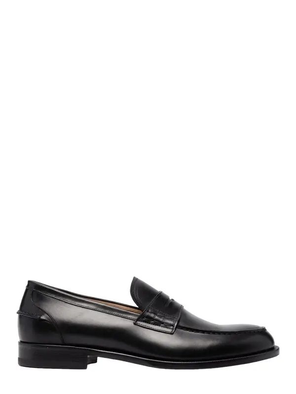 SCAROSSO Maurizio Leather Penny Loafers - Black