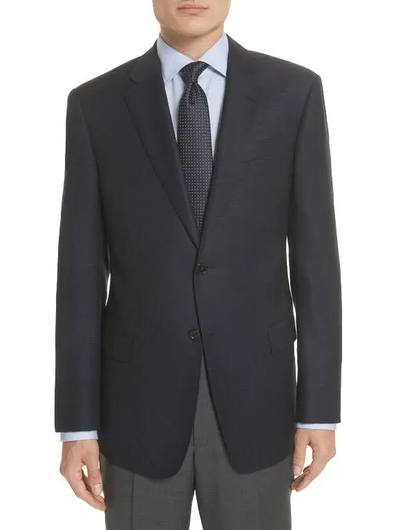 Emporio Armani Trim Fit Wool Blazer - Navy