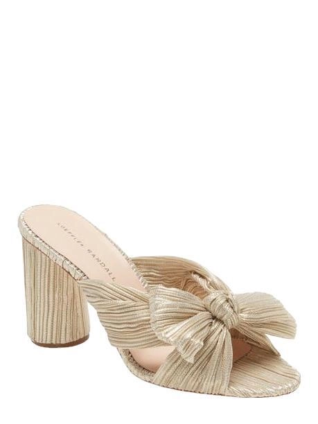 LOEFFLER RANDALL Penny Knotted Lamé Sandal - Platinum