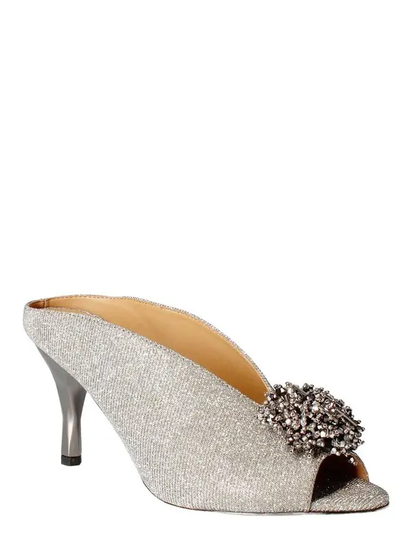 J. Reneé Emilia Peep Toe Mule - Pewter Dance Glitter