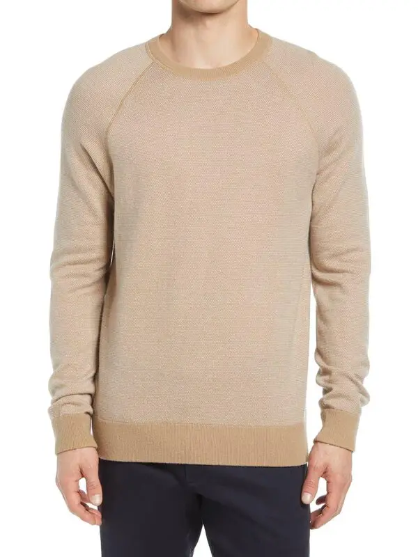 Vince Bird's Eye Wool & Cashmere Pullover - New Camel/pearl