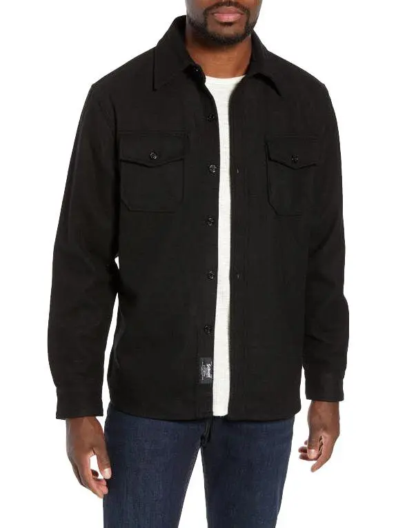SCHOTT Cpo Wool Blend Work Shirt - Black