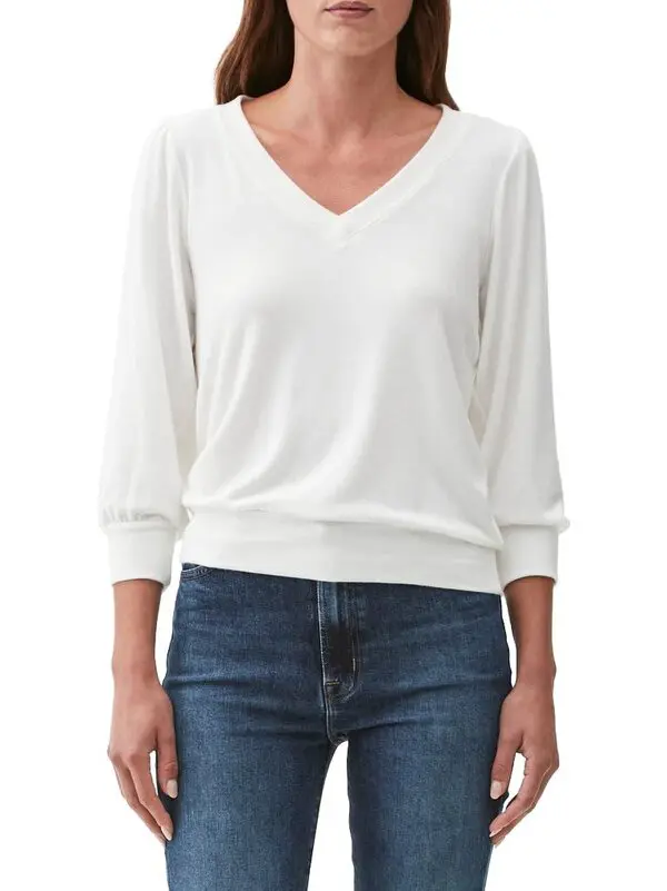 Michael Stars Gabriella V-neck Top - Chalk
