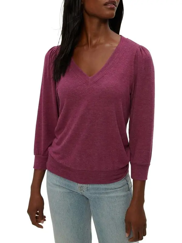 Michael Stars Gabriella V-neck Top - Ruby
