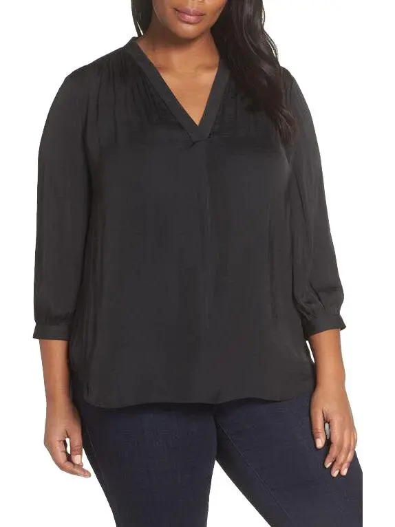 Vince Camuto Rumpled Satin Blouse - Rich Black