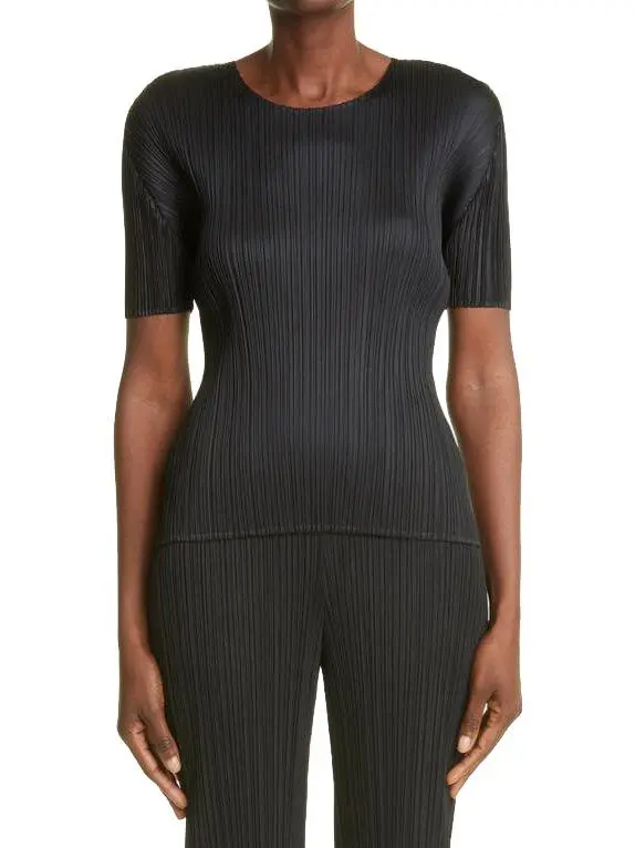 Issey Miyake Pleated Top - Black