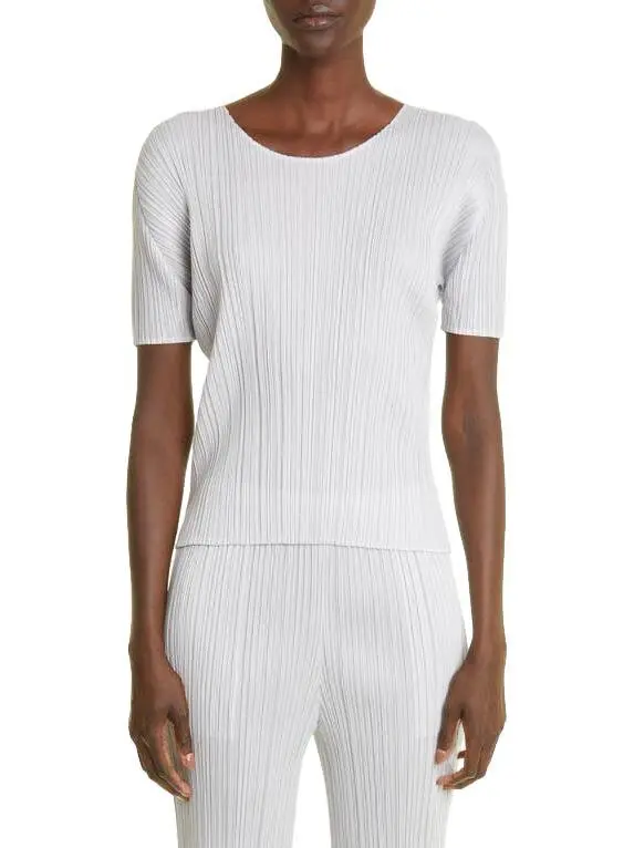 Issey Miyake Pleated Top - Light Gray