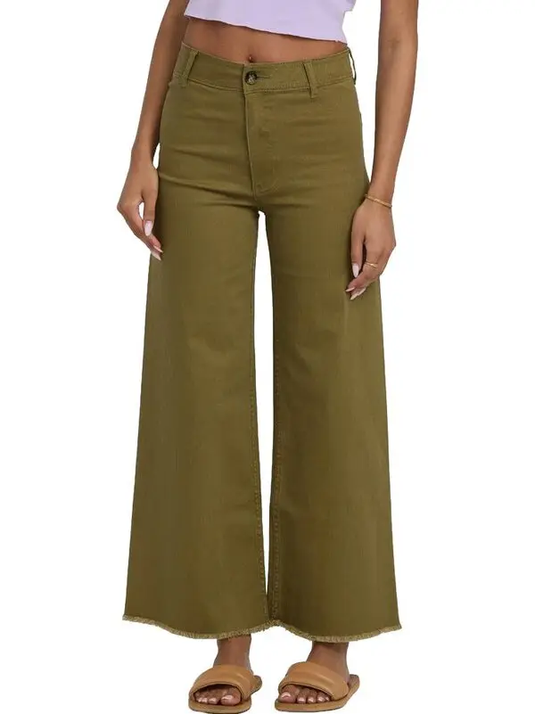BILLABONG Free Fall Stretch Cropped Wide Leg Pants - Martini Olive
