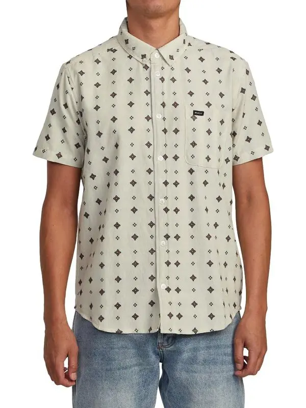 Rvca That'll Do Dobby Short Sleeve Button-down Shirt - Latte