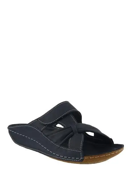 SPRING STEP SHOES Gretta Wedge Sandals - Navy Leather