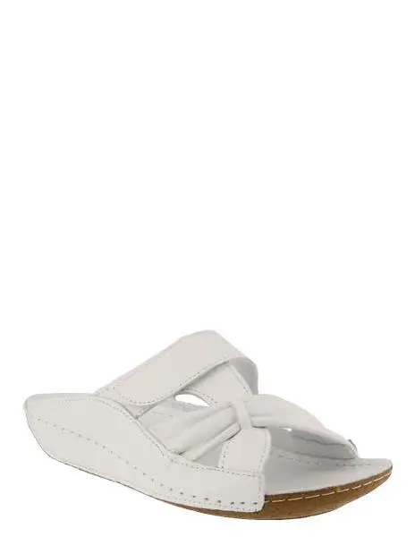 SPRING STEP SHOES Gretta Wedge Sandals - White Leather