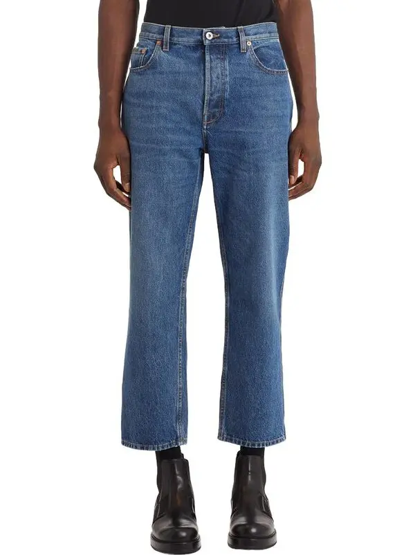 Valentino Garavani Vlogo Straight Leg Cropped Jeans - Blue