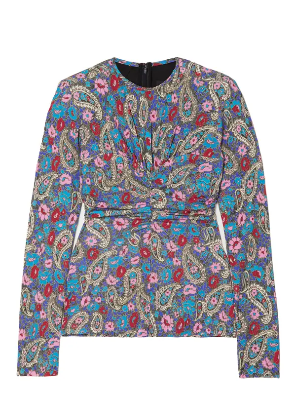 Isabel Marant Linazi Printed Jersey Top - Blue