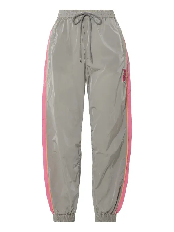 Stella McCartney Kira Appliquéd Striped Econyl Track Pants - Gray
