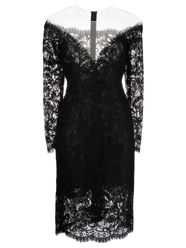 Dolce & Gabbana Lace-detailed Mini Dress - Black