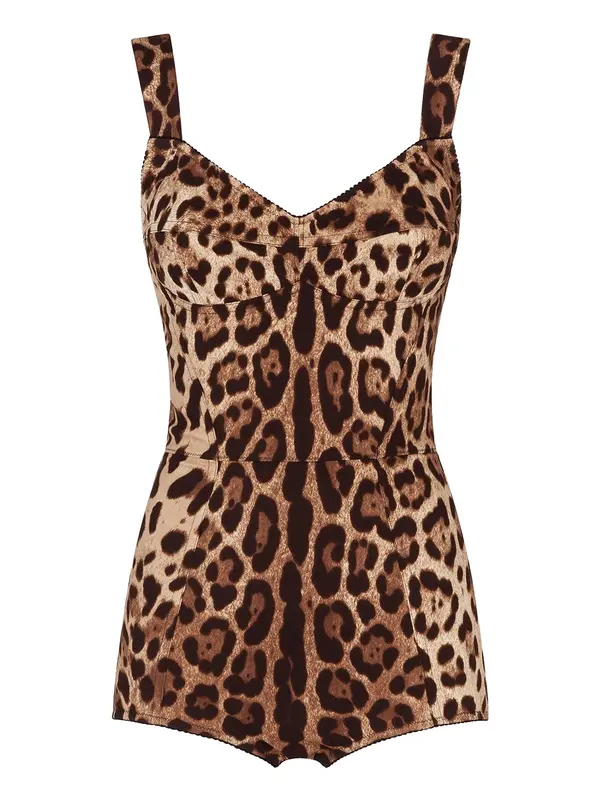 Dolce & Gabbana Leopard-print Bustier Bodysuit - Brown