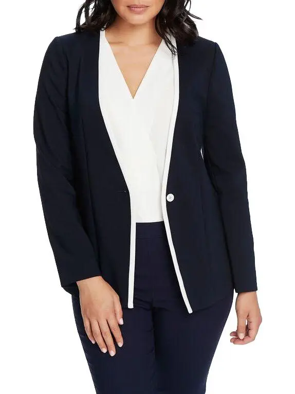 Chaus One-button Trimmed Jacket - Evening Navy