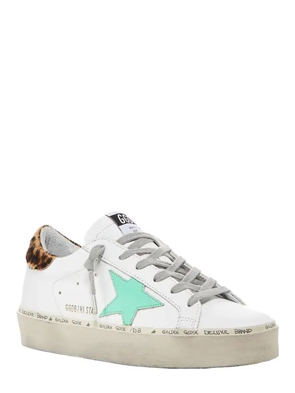 GOLDEN GOOSE Hi Star Real Calf Hair Low Top Sneakers - White/green